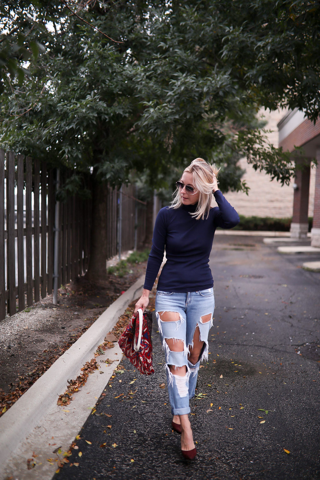 Ripped Jeans Outfit Ideas - Never Without Navy Blog