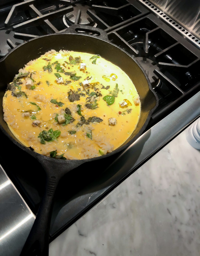 Rice Zucchini and Feta Frittata with Fresh Summer Herbs